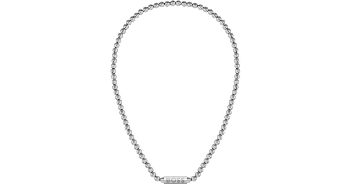 BOSS Beaded Sphere Logo Clasp Necklace in Metallic for Men | Lyst