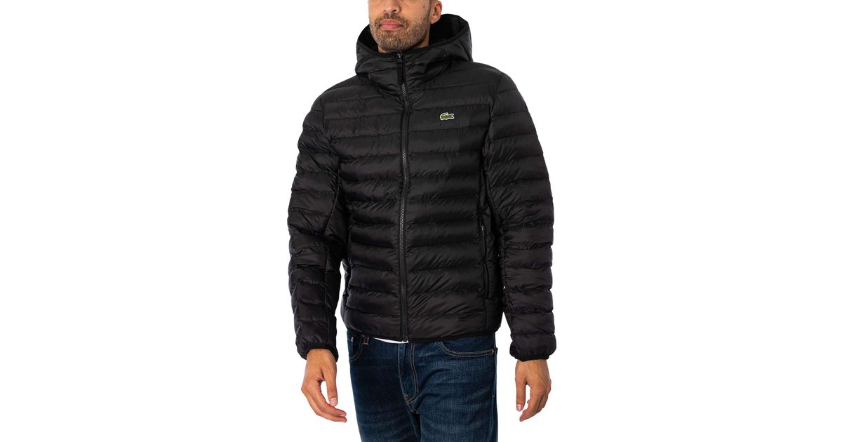 Lacoste Quilted Puffed Jacket in Black for Men | Lyst