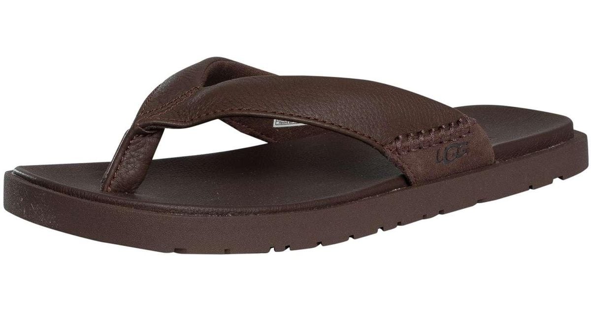 UGG Seaside Ii Leather Flip Flops in Brown for Men | Lyst
