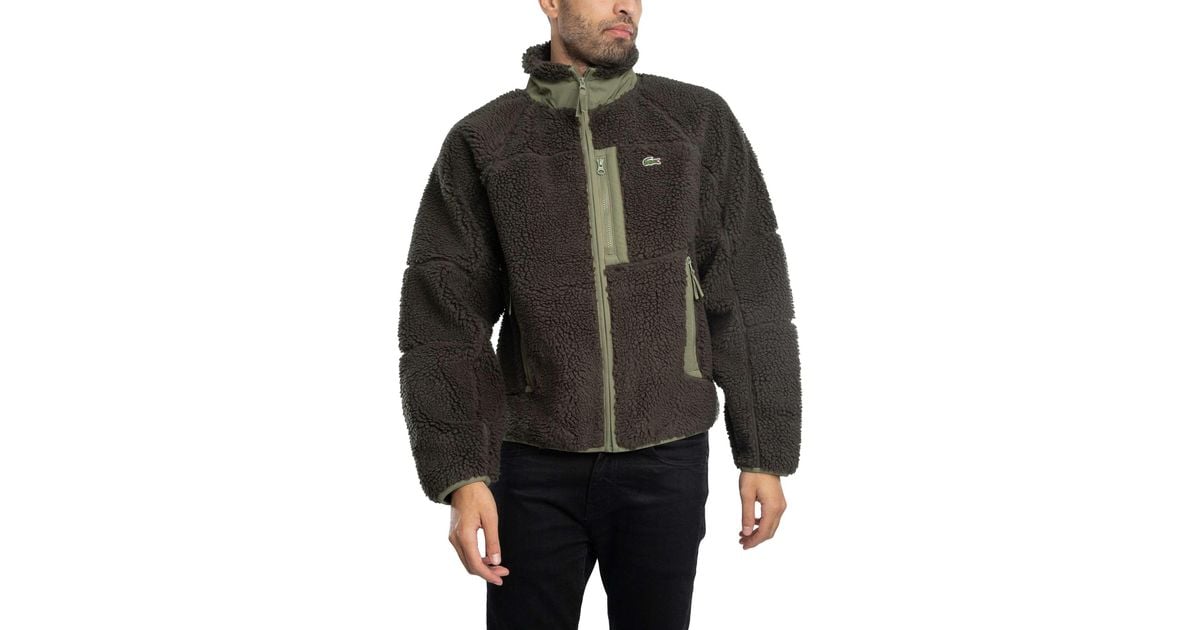 Lacoste Colourblock Fleece Jacket in Gray for Men | Lyst