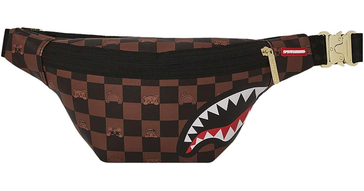 Sprayground Peeking Character Check Crossbody Bag in Black for Men ...