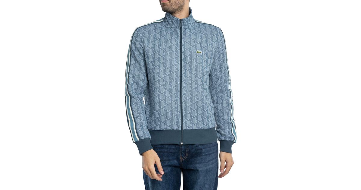 Lacoste Paris Jacquard Track Jacket in Blue for Men | Lyst UK