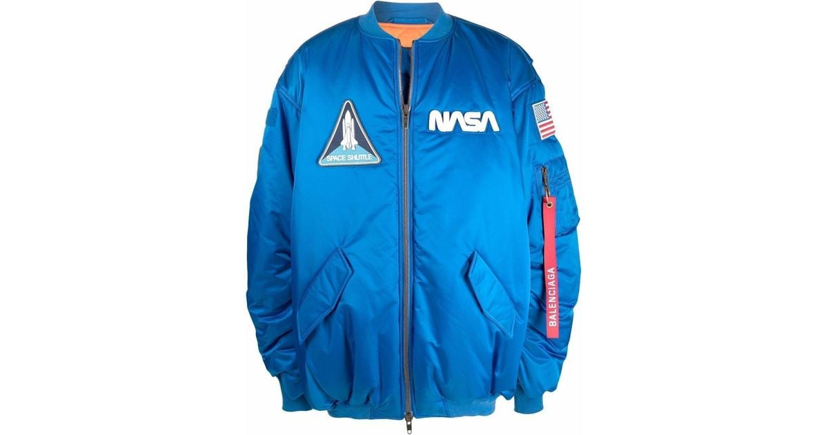 Balenciaga Multi-patch Nasa Bomber Jacket in Blue for Men | Lyst
