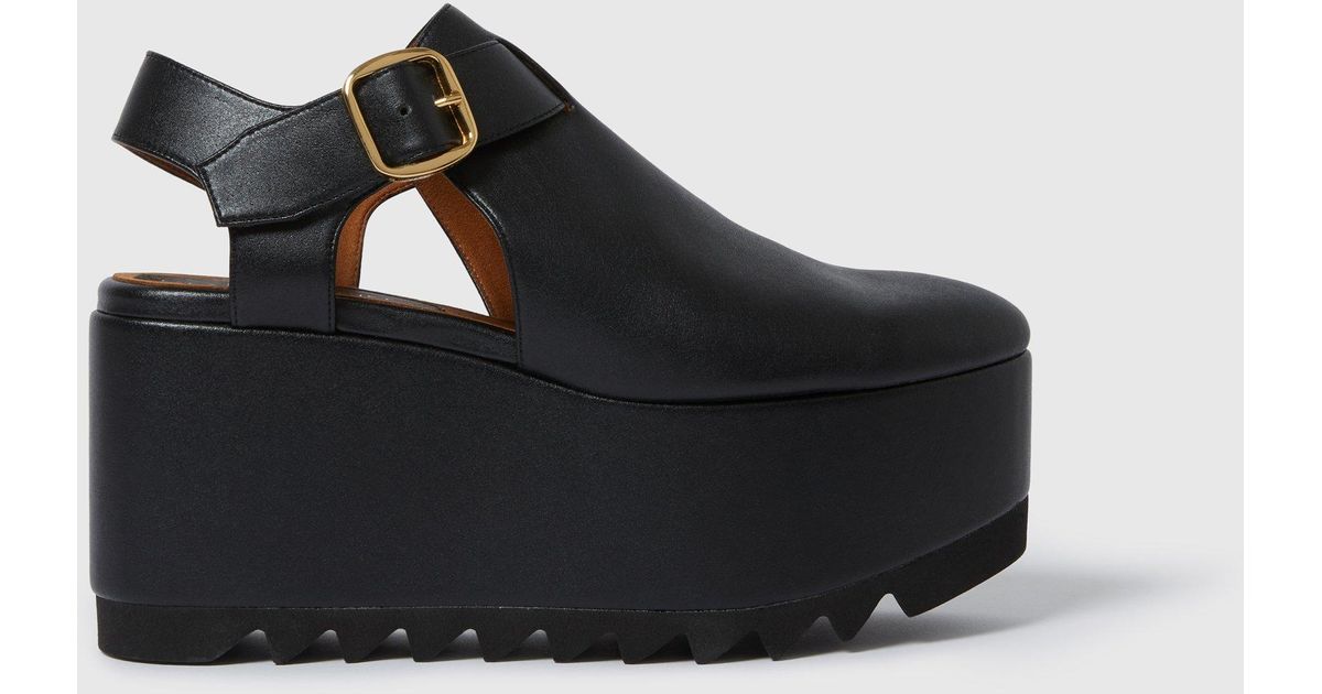 Stella McCartney Elyse Closed-toe T-bar Platform Sandal in Black | Lyst
