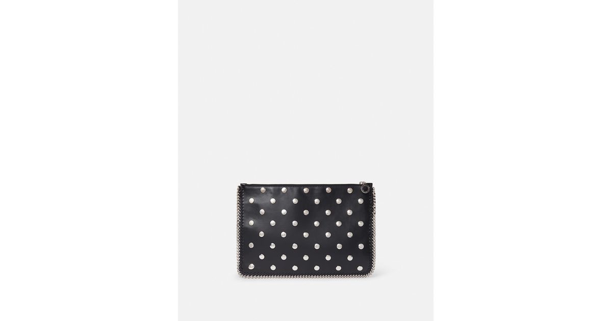 Stella McCartney Falabella Studded Zip Pouch in White | Lyst