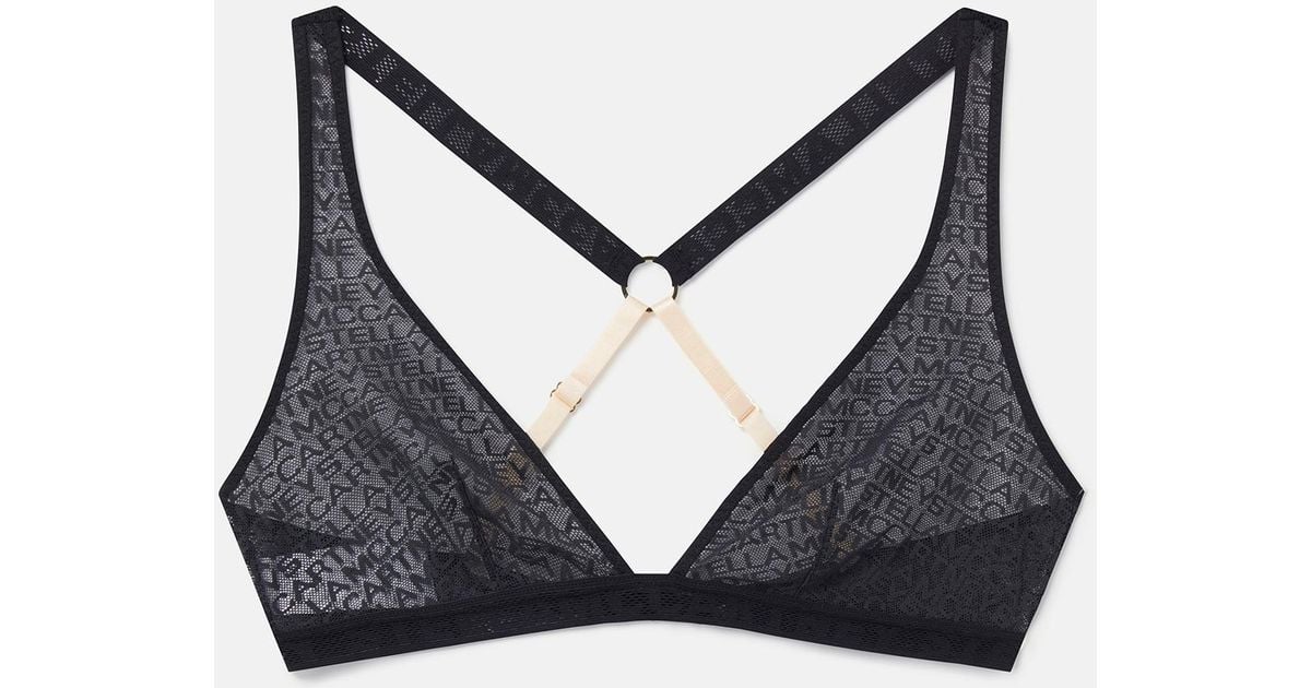 Stella McCartney Monogram Mesh Soft Cup Bra in Black | Lyst