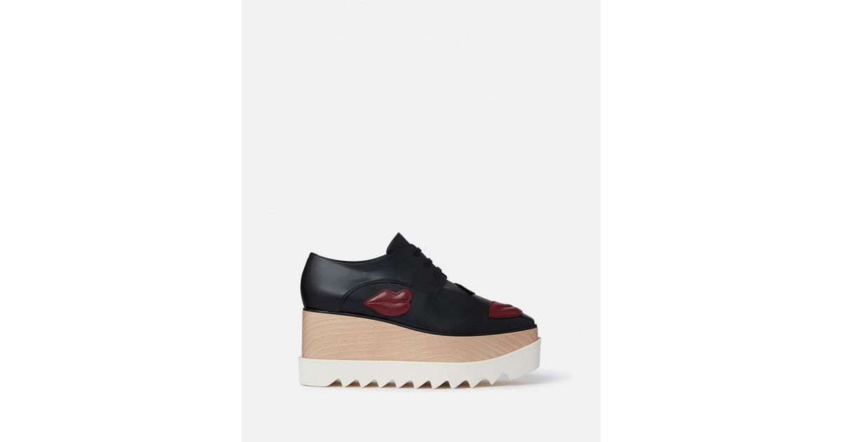 Stella McCartney Elyse Lip Appliqué Platform Shoes in Black | Lyst