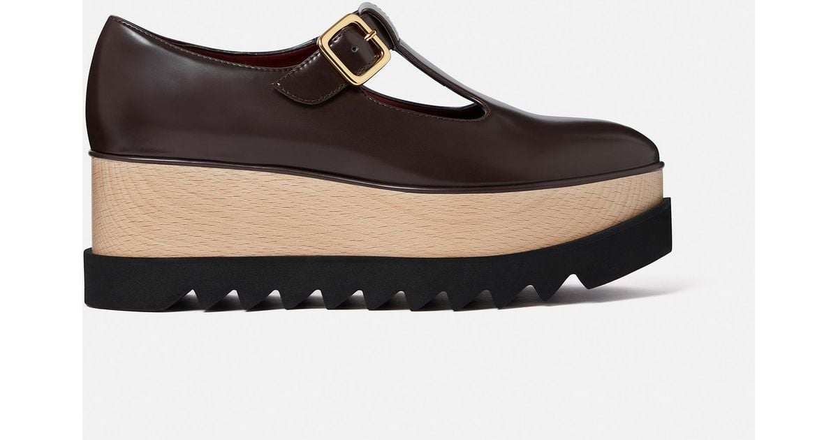 Stella McCartney Sneak-Elyse T-Bar Platform Mary Janes, , Coffee in ...
