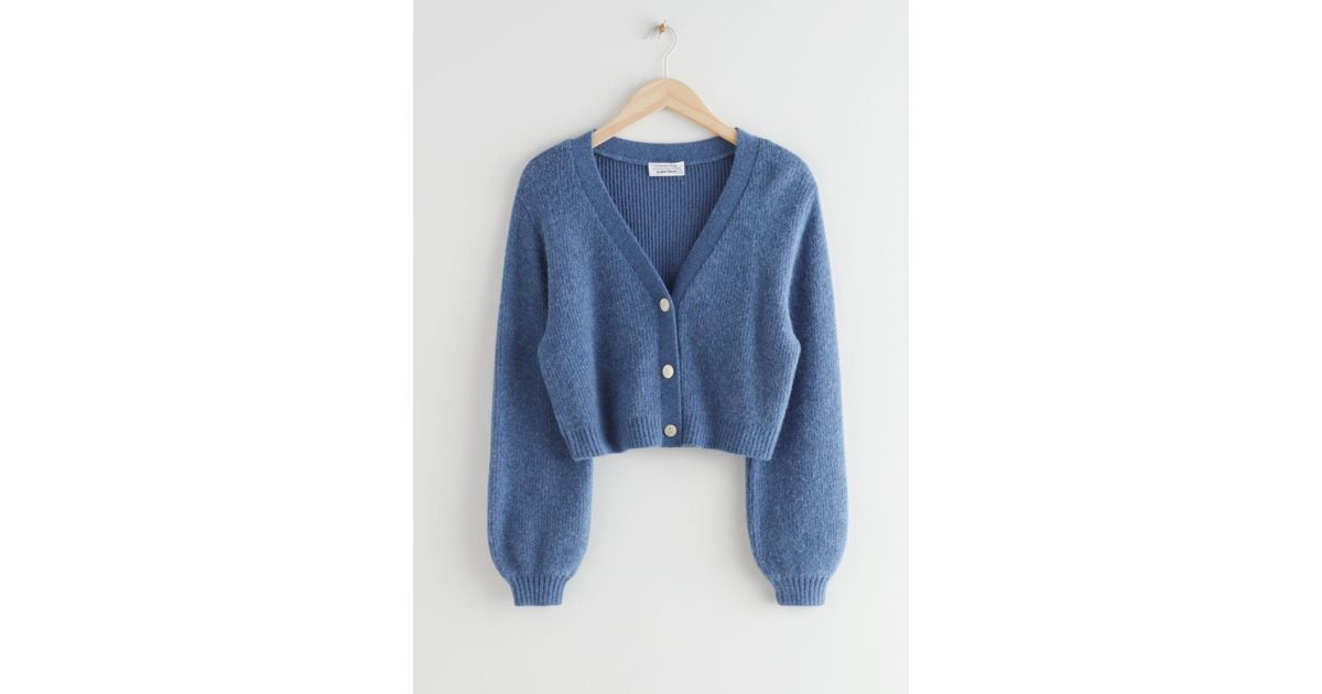 & Other Stories Cropped Boxy Knit Cardigan in Blue | Lyst