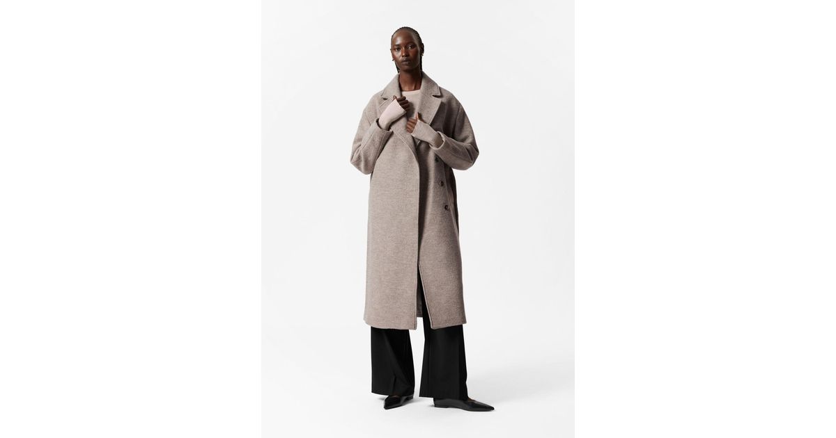 & Other Stories Voluminous Belted Wool Coat in Natural | Lyst