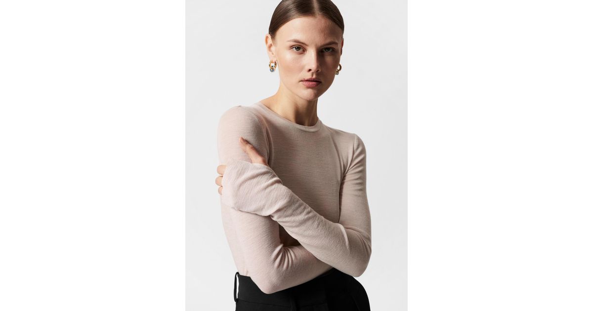 & Other Stories Sheer Wool Top in Natural | Lyst