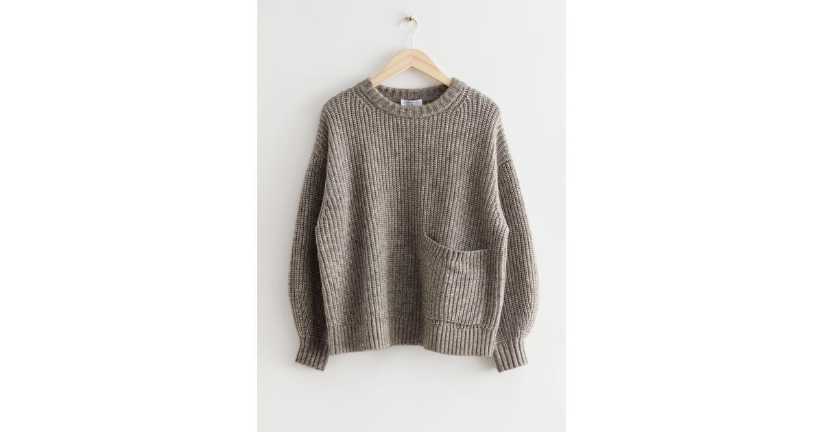& Other Stories Oversized Patch Pocket Knit Jumper in Brown | Lyst