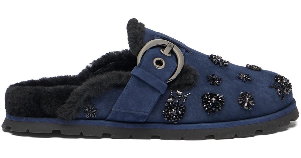 Stuart Weitzman Chrystie Shearling Mule in Blue | Lyst UK