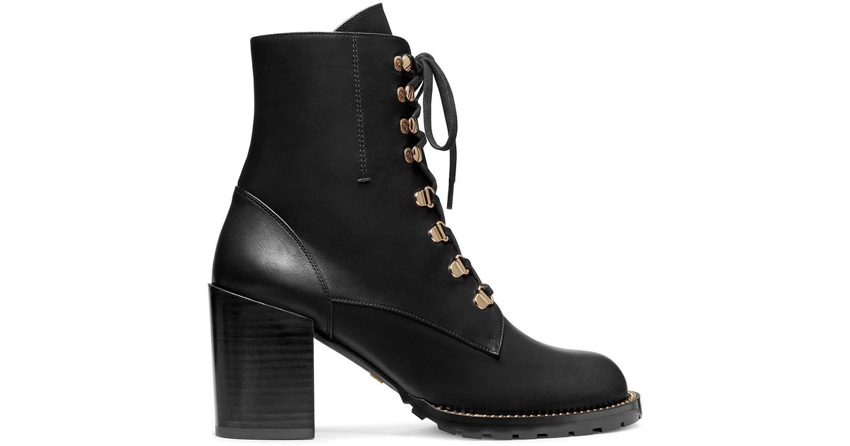 Stuart Weitzman Kolbie Chain Block Booties in Leather (Black) | Lyst Stuart Weitzman Kolbie Chain Block Booties in Leather (Black) | Lyst