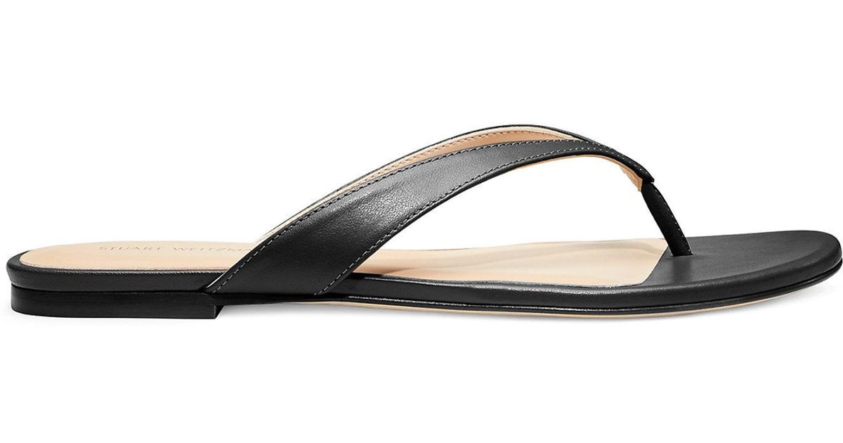 Stuart Weitzman Align Slide Sandal Private Sale In Leather Black Lyst
