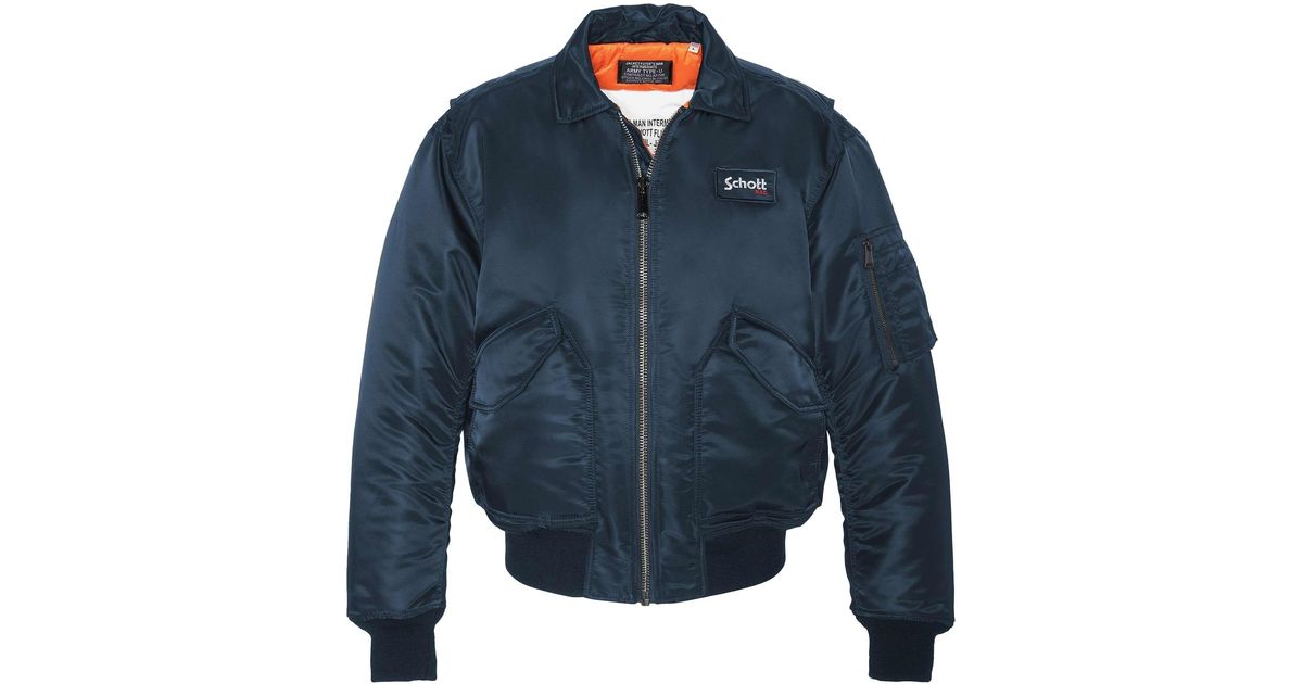 Schott Nyc Schott 90&S Fit Bomber Jacket in Blue for Men | Lyst UK