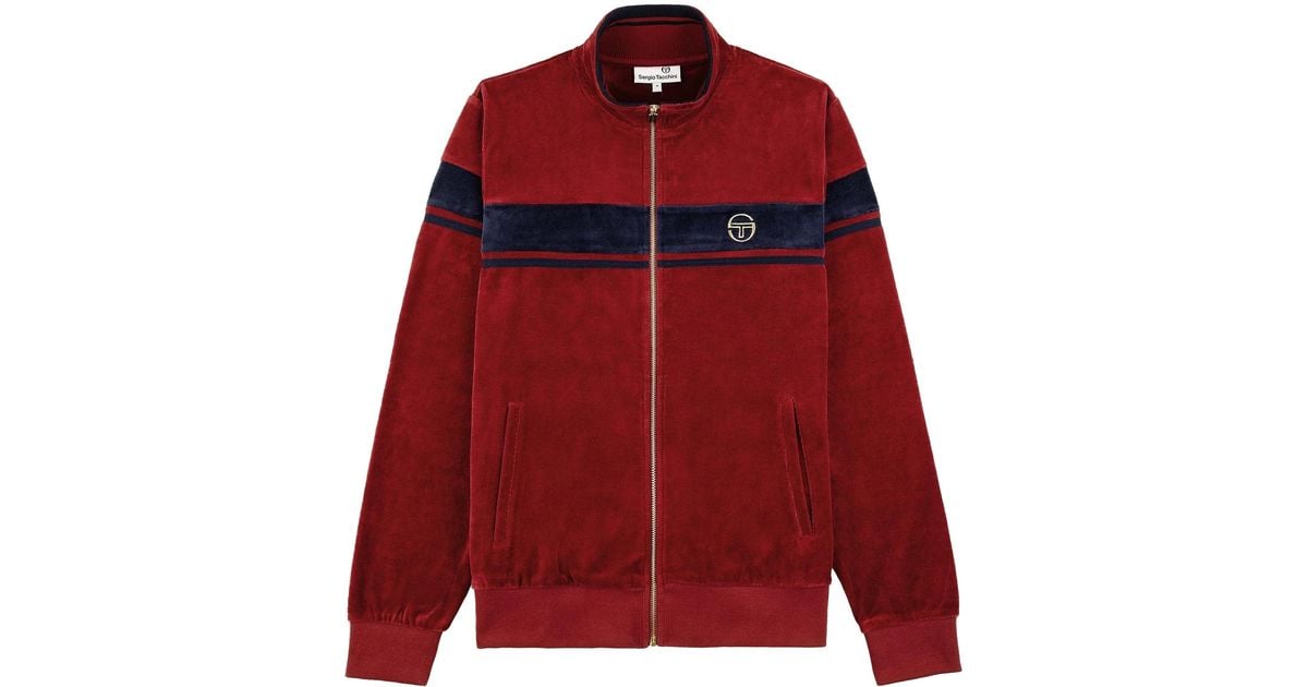 Sergio Tacchini Damarindo Velour Track Jacket in Red for Men | Lyst UK