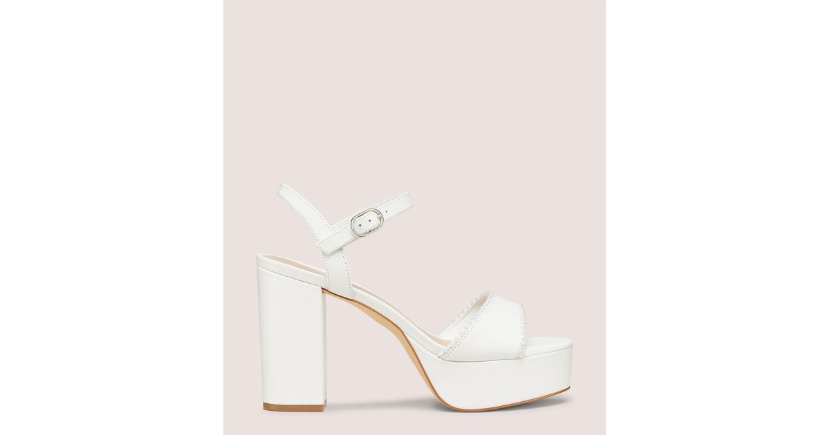 Stuart Weitzman Dancer Pearl Platform Sandal in White | Lyst