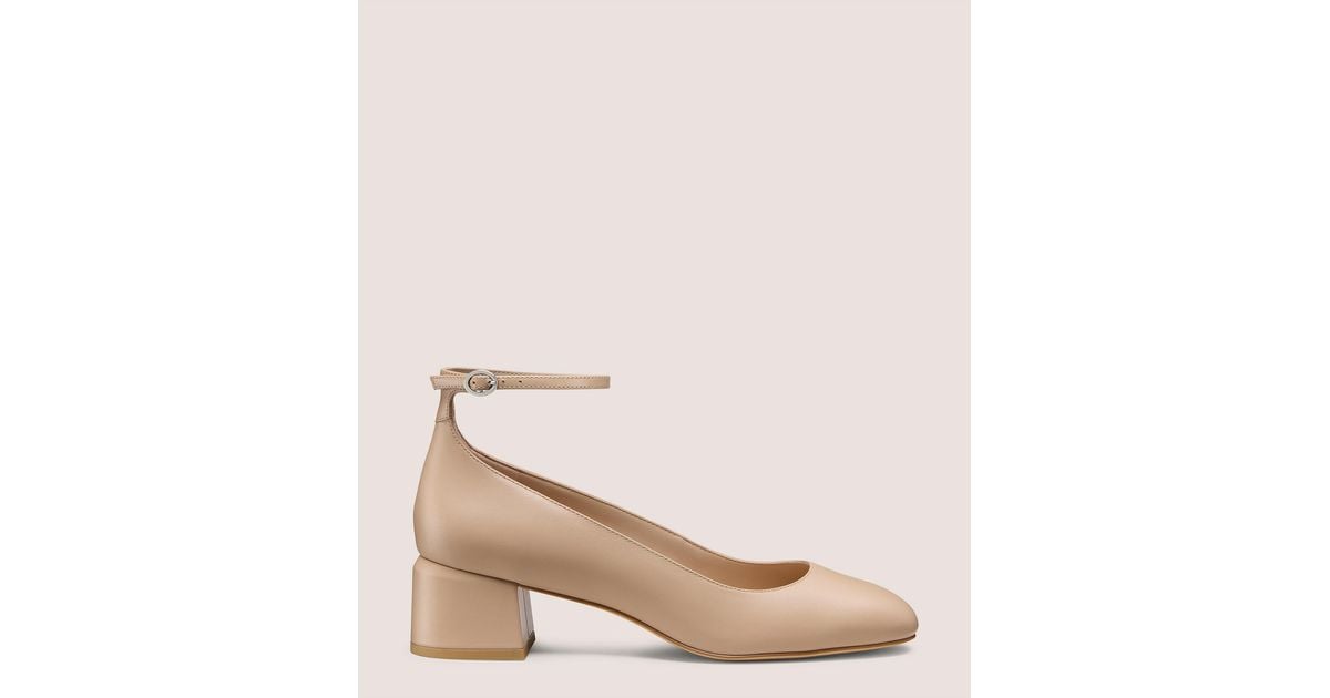 Stuart Weitzman Emilee Strap Pump 45 in Natural | Lyst