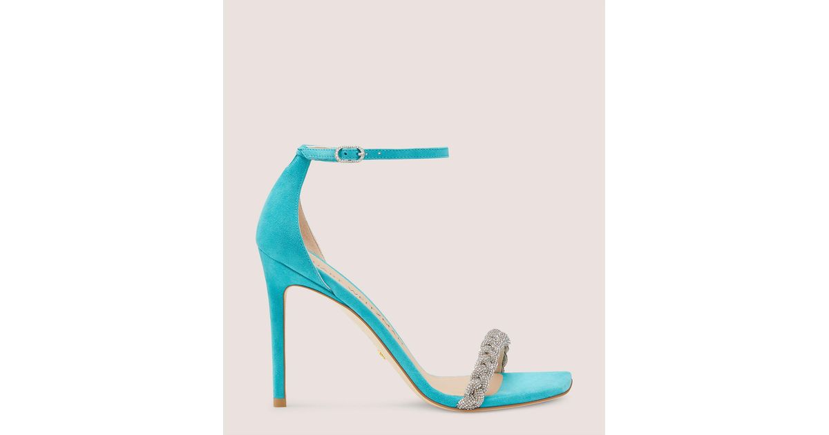 Stuart Weitzman Nudistcurve 100 Highshine Sandal in Blue | Lyst