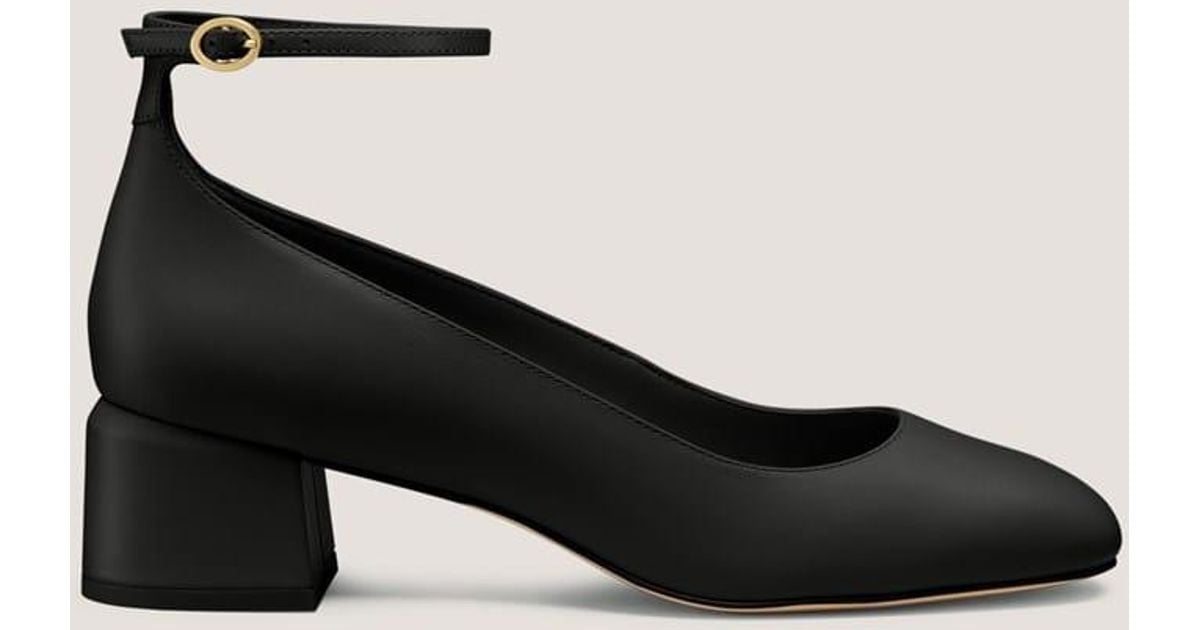 Stuart Weitzman Emilee Strap Pump 45 in Black | Lyst