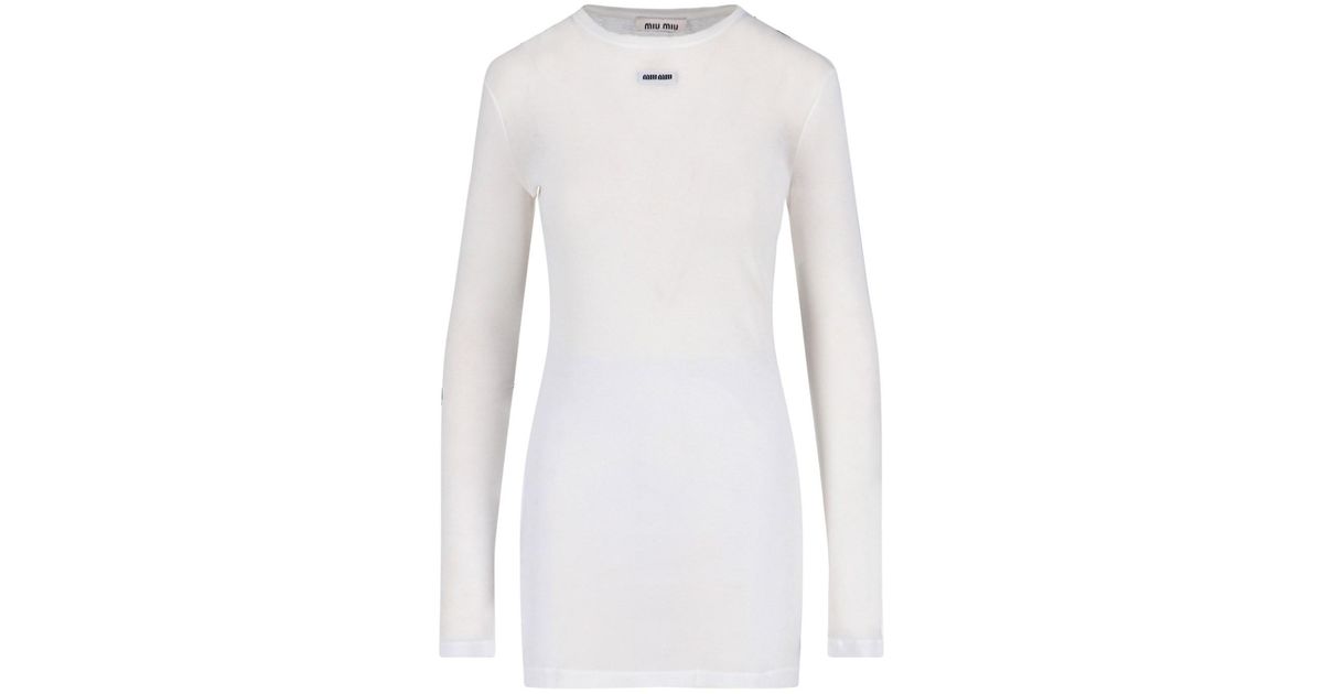 Miu Miu Mini Dress in White | Lyst UK