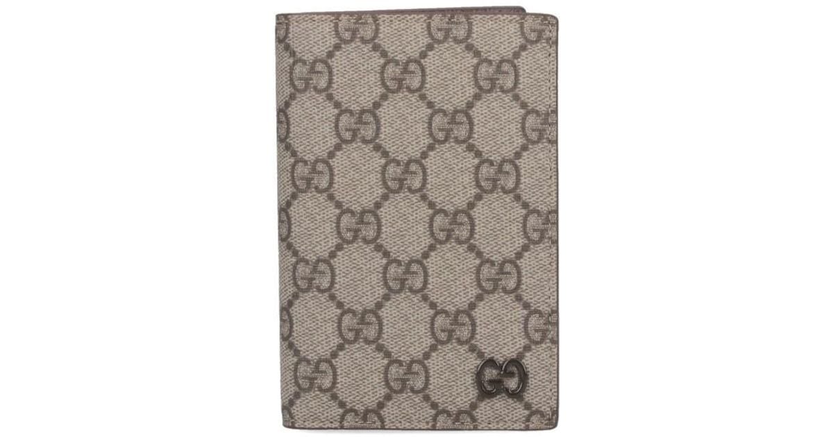 Gucci 'Gg' Bi-fold Passport Case in Grey for Men | Lyst UK