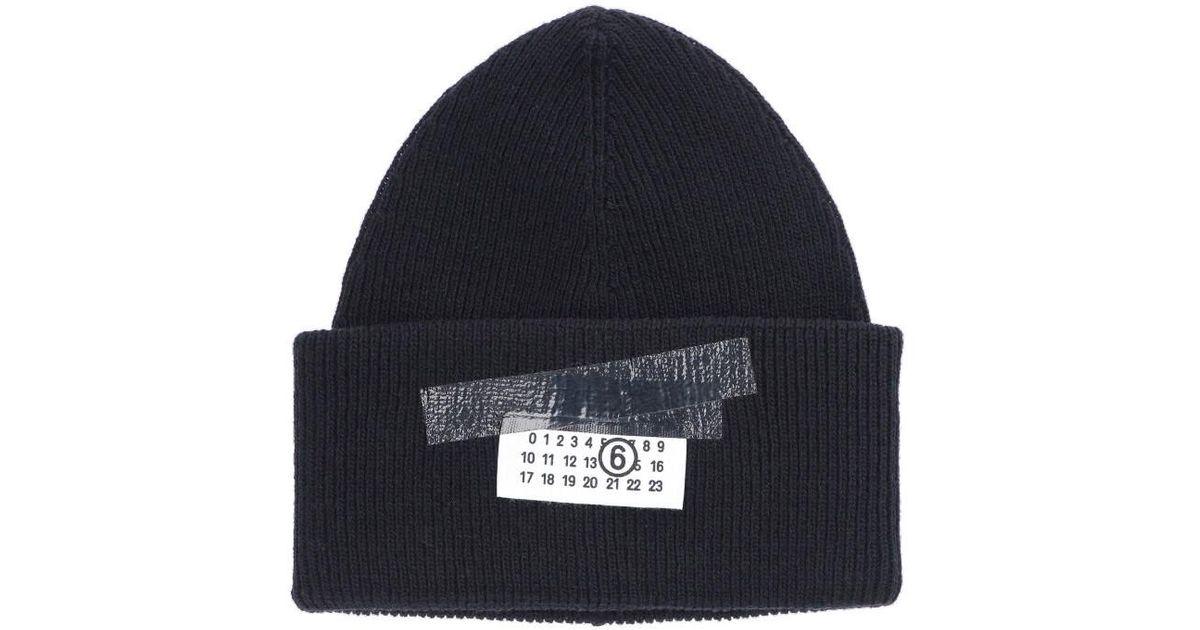 MM6 by Maison Martin Margiela 'Numeric' Beanie in Blue for Men | Lyst UK
