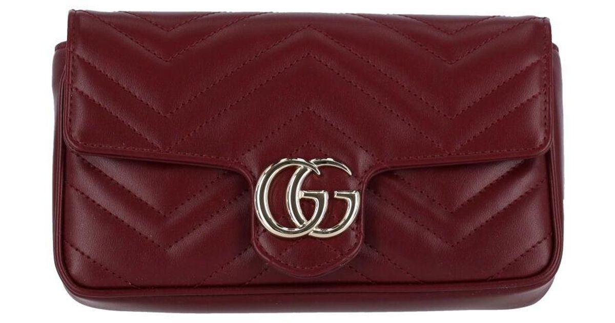 Gucci 'Gg Marmont' Small Shoulder Bag in Red | Lyst