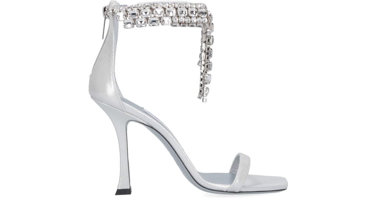 Jimmy Choo Verity 100 Rhinestone Slingback Sandals in White | Lyst UK