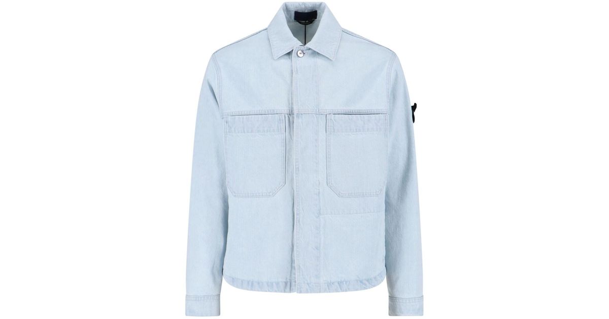 Stone Island Ultra Bleached' Denim Jacket in Blue for Men | Lyst UK