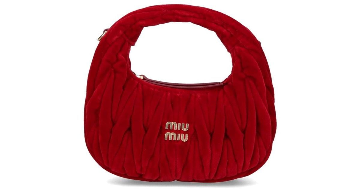 Miu Miu Mini Hobo Bag "Wander" in Red | Lyst