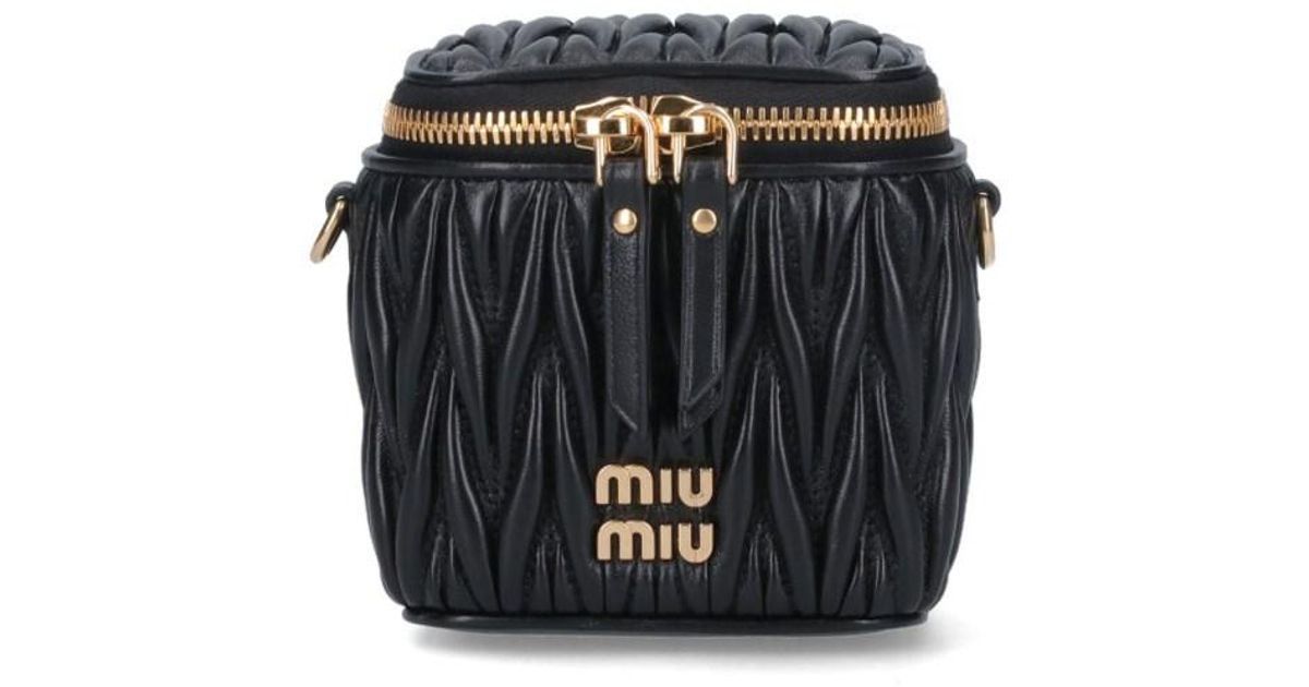 Miu Miu Micro Logo Bag in Black | Lyst