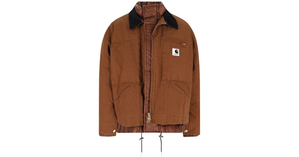 Sacai X Carhartt Wip 'Detroit Jacket' in Brown | Lyst