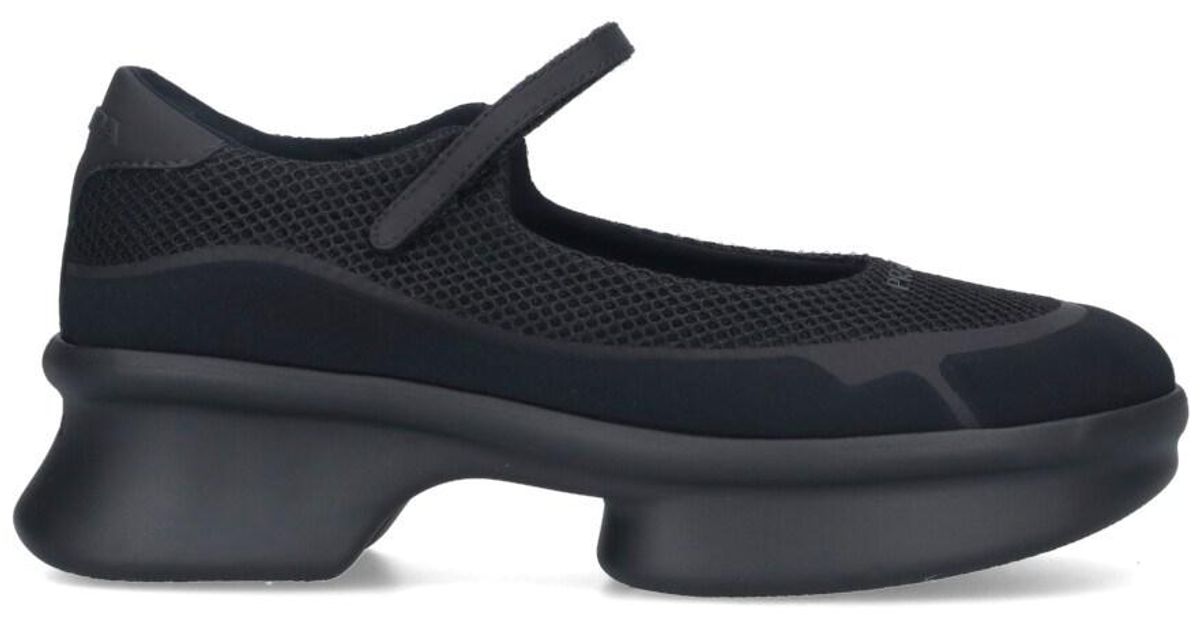 Prada Logo Platform Ballet Flats in Blue | Lyst UK