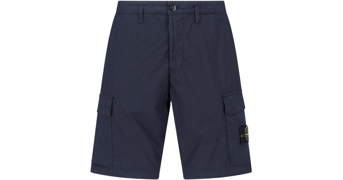 Stone Island Cargo Shorts "Compass" in Blue for Men | Lyst