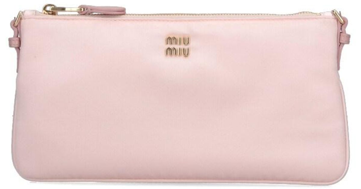 Miu Miu Logo Mini Pouch in Pink | Lyst