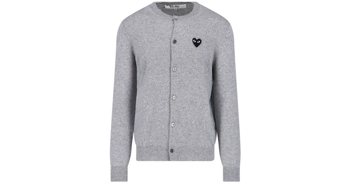COMME DES GARÇONS PLAY Logo Cardigan in Grey | Lyst UK