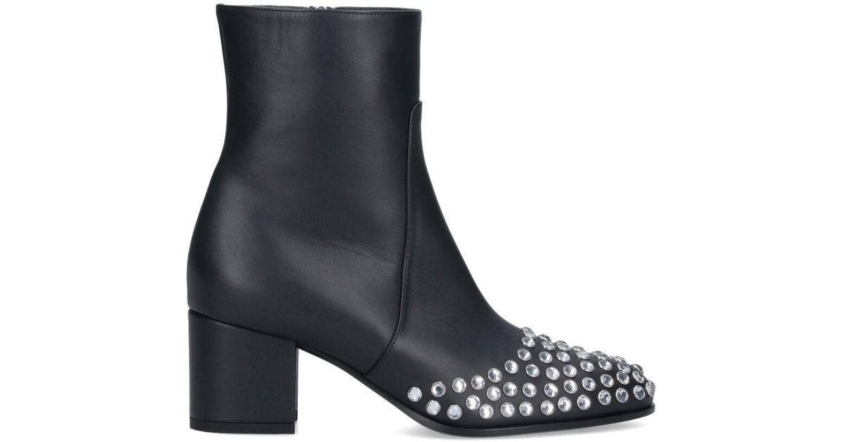 Alaïa Low Ankle Boots With Rhinestones in Blue | Lyst
