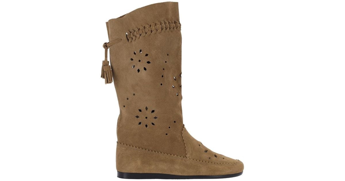 Isabel Marant 'Welky' Suede Ankle Boots in Brown | Lyst UK