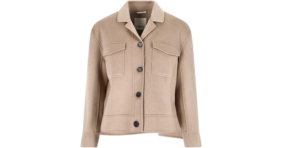 Max Mara Virgin Wool Jacket Fiero in Natural | Lyst UK