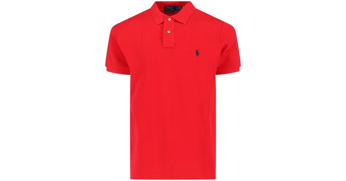 Polo Ralph Lauren Logo Polo Shirt in Red for Men | Lyst UK