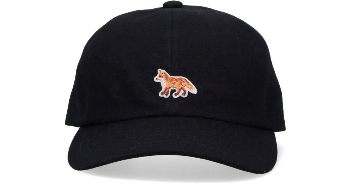 Maison Kitsuné Fox Baseball Cap in Black | Lyst UK