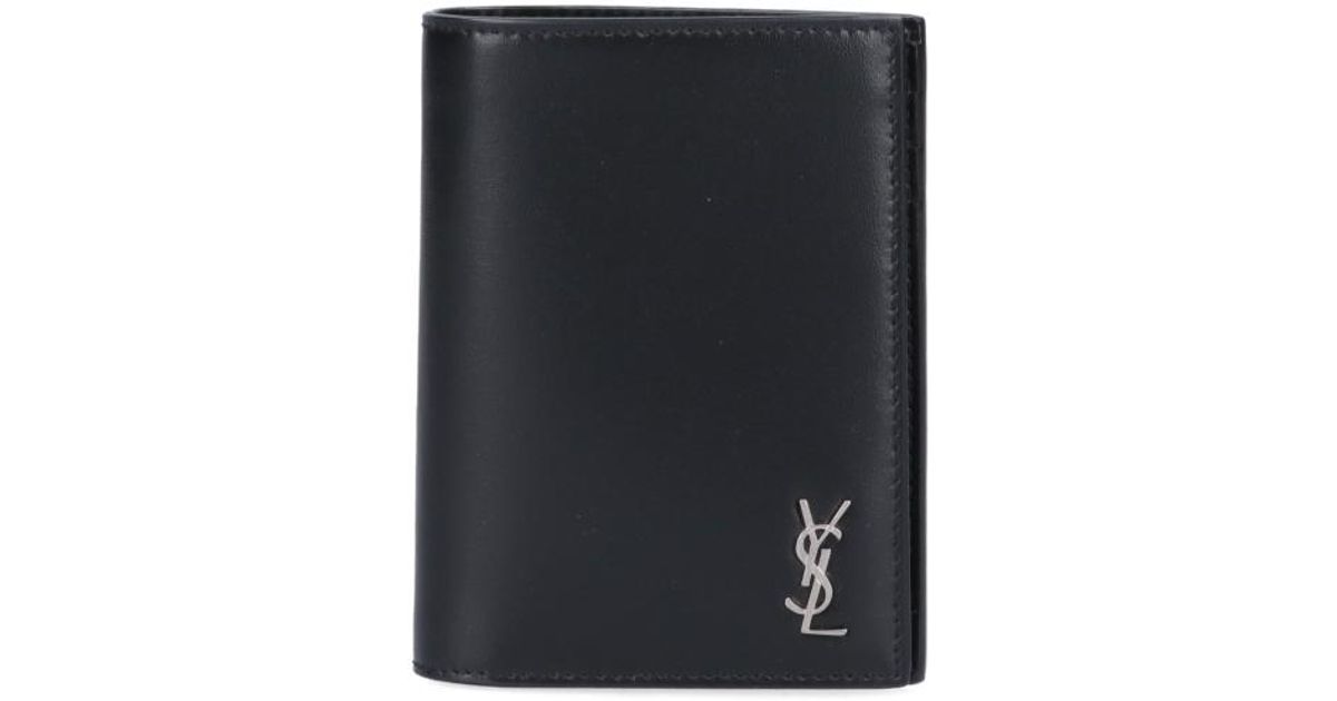Saint Laurent Tiny Cassandre Card Holder In Nero Black For Men Lyst