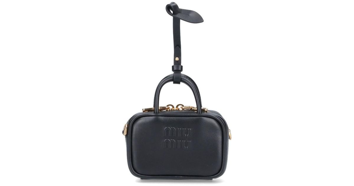 Miu Miu Micro Logo Bag in Blue | Lyst