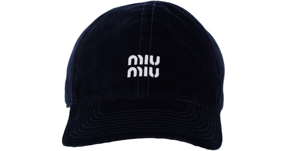 Miu Miu Logo Baseball Cap in Blue | Lyst UK