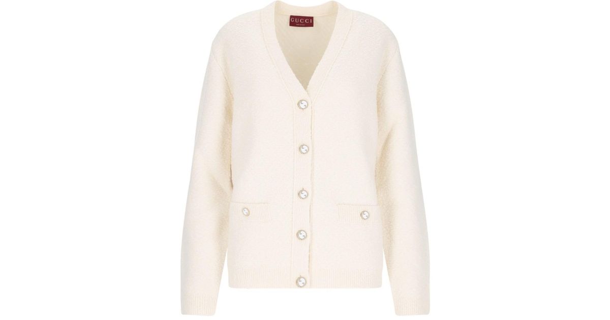 Gucci Shoulder Strap Cardigan in White | Lyst