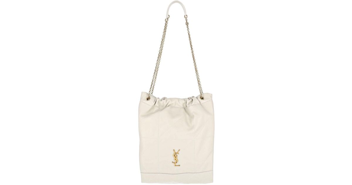 Saint Laurent "Jamie Pochon" Bucket Bag in White | Lyst