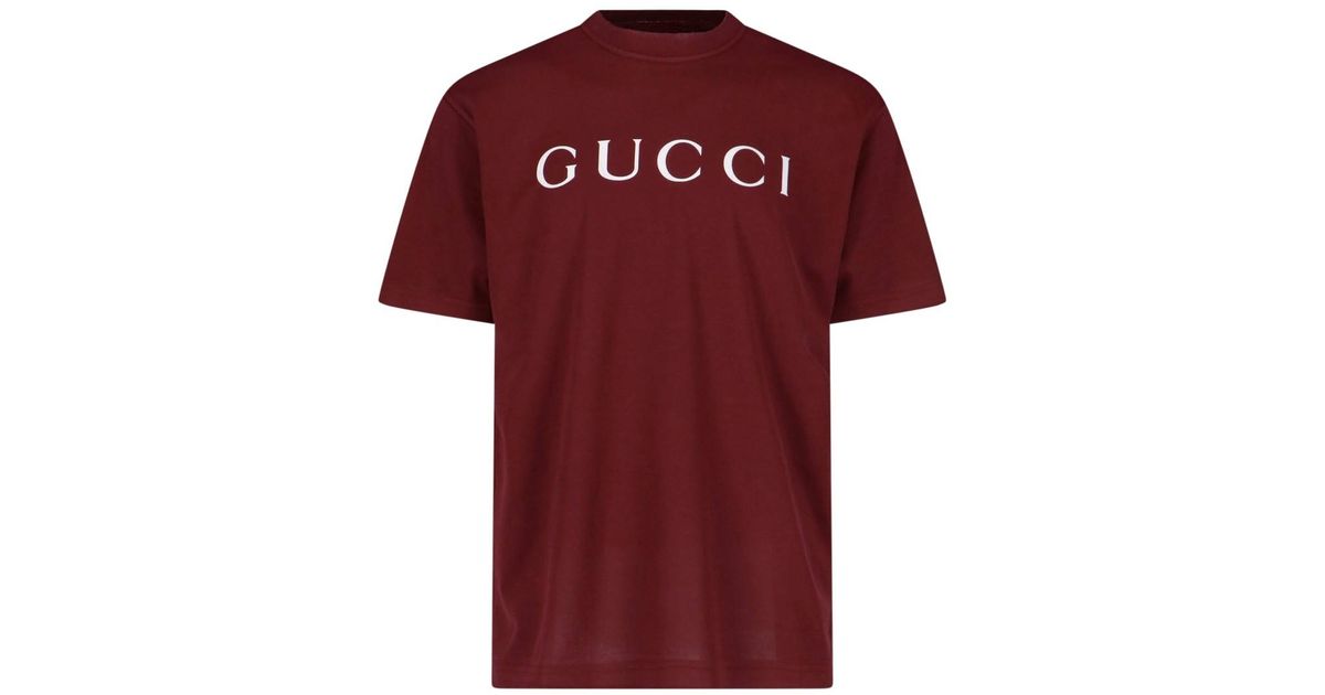 Gucci Logo-Print Crew-Neck Cotton-Jersey T-Shirt in Red for Men | Lyst UK
