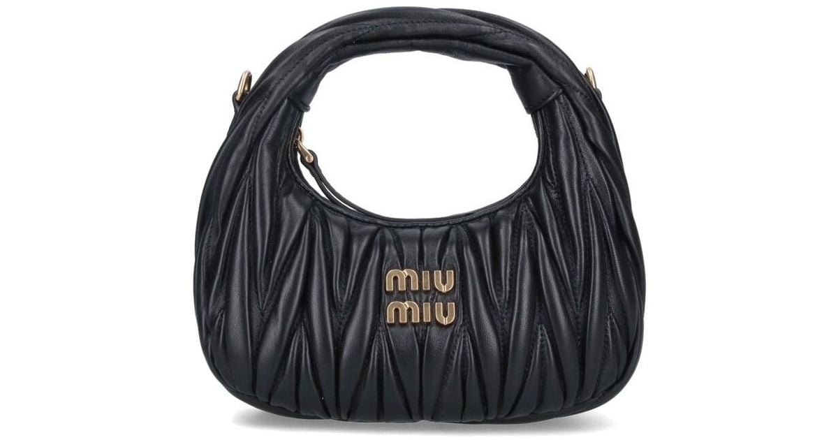 Miu Miu "hobo Wander" Mini Bag in Black | Lyst